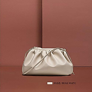 KOOIJNKO Womens Pouch Dumpling Crossbody Bag Cloud Handbag Soft Clutch Purse Shoulder Bag, White