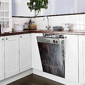 Dishwasher Magnet Cover Aged Metal Wall Distressed Style Magnetic Refrigerator Stickers Farmhouse Decorative Appliance Cover Fridge Panels Metal Door Garage 23x26in