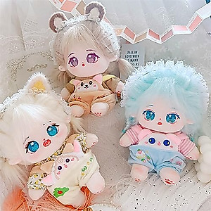 niannyyhouse 20cm Plush Doll Clothes T-Shirt Overalls Loose Strap Pants 8in Soft Stuffed Plush Toy Dress Up (A-1)