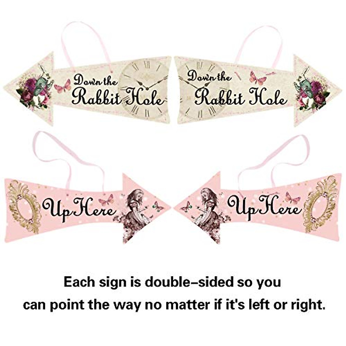 Truly Alice Arrow Hanging Signs Cutouts for Tea Party Decoration 10 Pcs