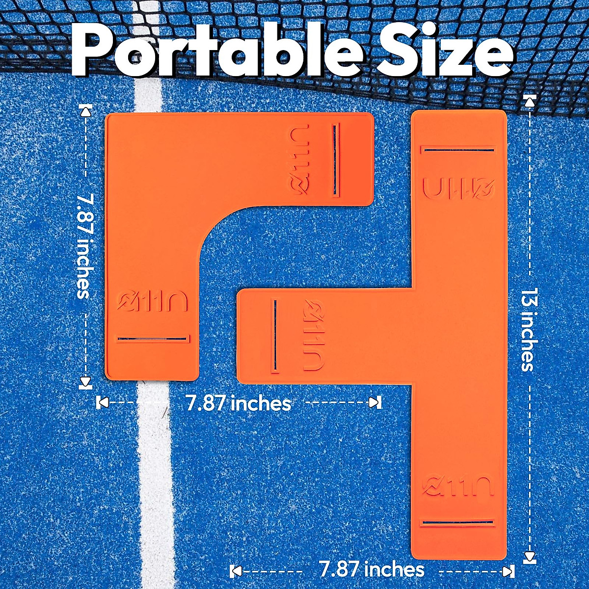 A11N Pickleball Court Marking Kit - Throw Down Markers with 33ft Long Tape Measure, Chalk and Carrying Bag, Neon Orange