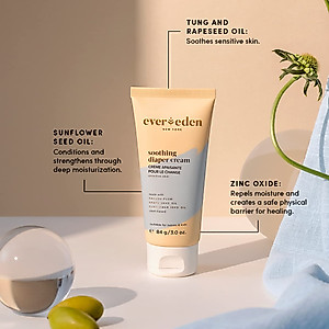 Evereden Soothing Diaper Rash Cream 3.0 oz | Clean and Unscented Diaper Care | Non-toxic and Fragrance Free