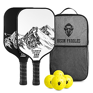 Pickleball Paddles Set of 2 | Lightweight & Powerful | Durable Unibody Construction | Textured Carbon Surface & Honeycomb Core | Pickleball Set Includes 4 Pickleballs, & Carry Case | USAPA Approved