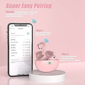 Wireless Earbuds Bluetooth in-Ear Headphones with 4 Microphones ENC Noise Cancelling Clear Calls Wireless Ear Buds 30H Playback IPX5 Waterproof Sports Stereo Earphones for iPhone Android (Rose Gold)