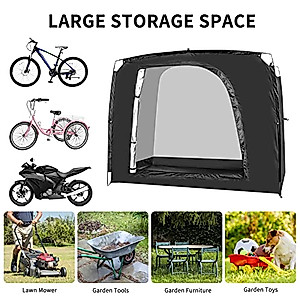 Bike Storage Tent Portable Shed Cover for Bikes, Lawn Mower, Garden Tools, Waterproof Outdoor Backyard Storage Tent Shelter