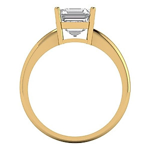Clara Pucci 2.0 ct Asscher Cut Solitaire Moissanite Engagement Wedding Bridal Promise Anniversary Ring 18K Yellow Gold Size 8