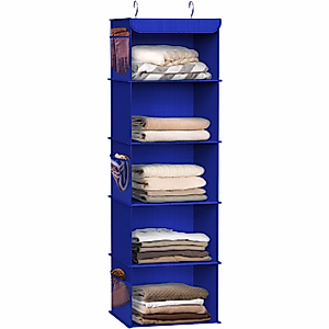 Simple Houseware 5 Shelf Hanging Closet Organizer, Dark Blue