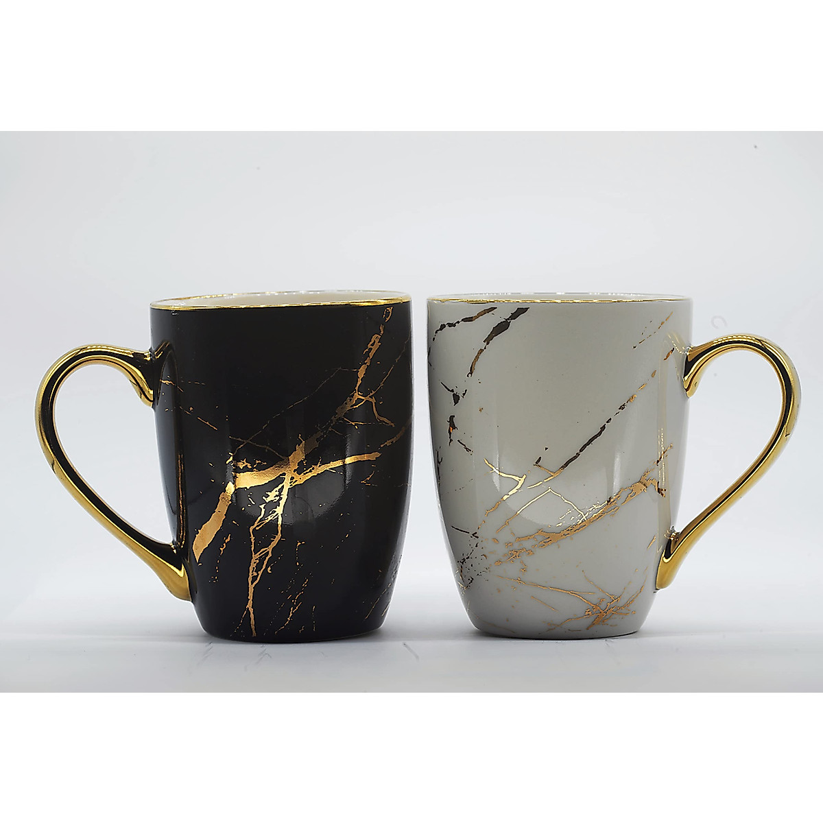 Set of Golden Marble White and black coffee mug ceramic tea cup for men women Christmas gift Perfect for Coffee, Cappuccino, Tea, (WHITE & BLACK)
