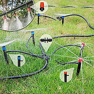 JAYEE 130FT Drip Irrigation Kit, Garden Irrigation System with Drip Nozzle Emitters,Drip Irrigation Tubing and Drip Irrigation Parts, Automatic Watering System for Potted Plants,Greenhouse,Lawn