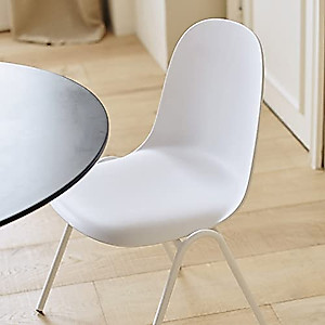 Roomnhome Stackable self-Assembly Plastic seat and Durable Steel Frame Kitchen, Dining, Bedroom Chair Set of 2(White)