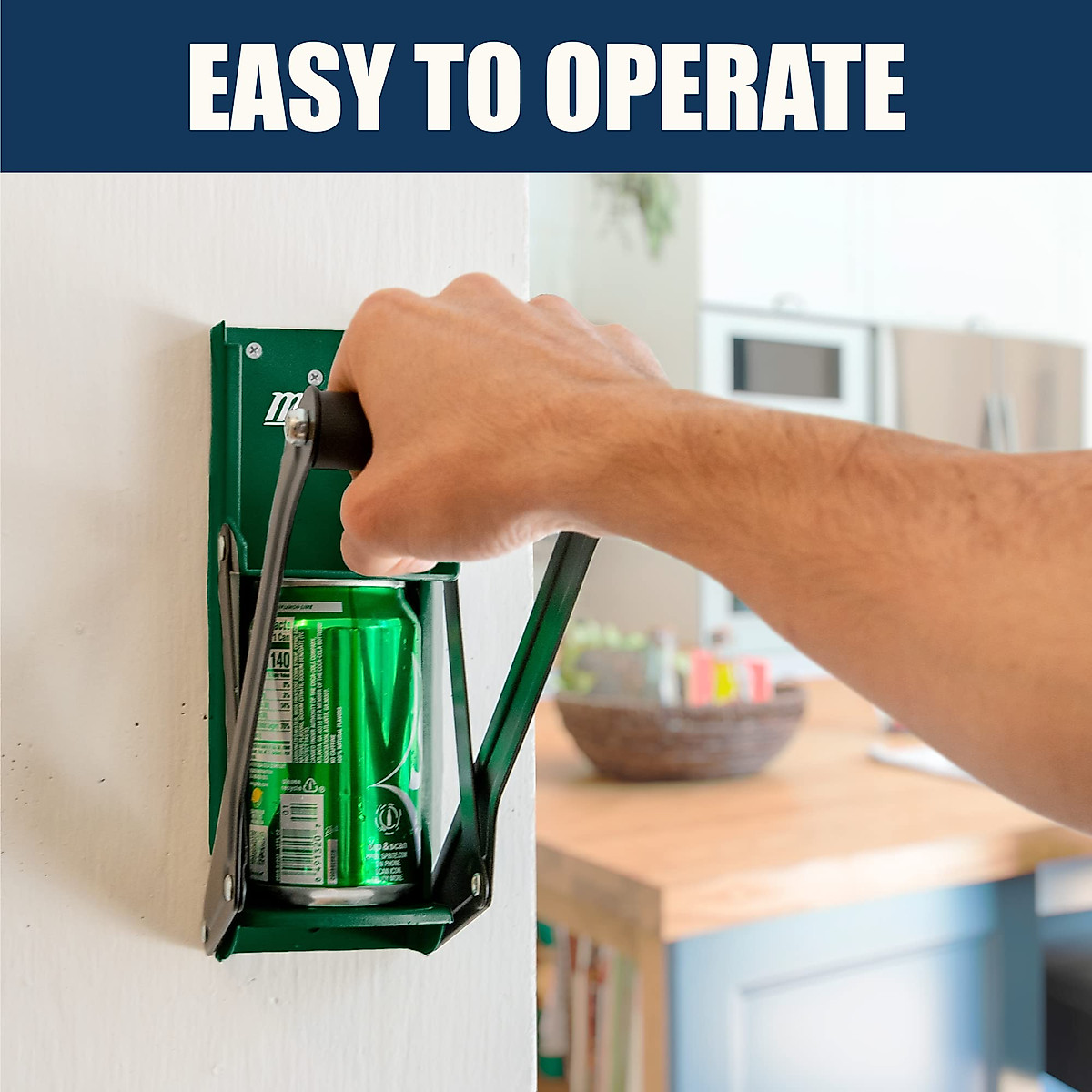 McKay 16 oz. Metal Can Crusher, Heavy-Duty Wall-Mounted Smasher for Aluminum Seltzer, Soda, Beer Cans and Bottles for Recycling - Hunter Green