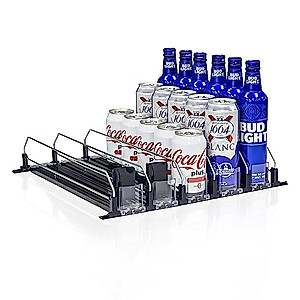 Mlesi Drink Organizer for Fridge | Refrigerator Bottle Can Organizer, Self-Pushing Soda Can Dispenser Holds 25 Cans, Beverage Storage for Pantry/Vending Machine