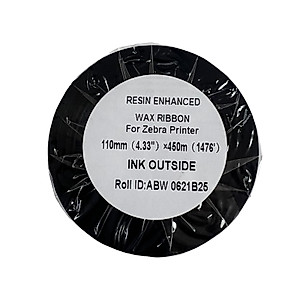AVG Packaging Supplies 24-Rolls of Brand Name Compatible Thermal Transfer Printer Ribbon 4.33" x 1476'/110mm x 450m Black Standard Resin-Enhanced Wax Ribbons. Free and Same Day Shipping.
