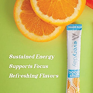 TransformHQ Boost Shot Powder Drink Stick Packets, Orange Blast, 7 Pack, Energy Supplements for Women & Men, with Caffeine, Vitamin B12, B9, B6 & B3