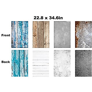8PCS Products Photography Props with Stand Flat Pack Double-Sided Cement Wood Marble Backdrops for Food Photography or Product Photography