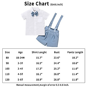 Viworld Toddler Baby Boy Gentleman Clothes Kids Short Sleeve Bowtie Shirt+Suspender Shorts Set Outifts Summer Suits(Blue,4-5 T)