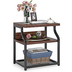 Tribesigns Printer Stand with Storage ,3-Shelf Home Printer Cart , Desk Organizer Pinter Table Under Desk , Rustic Machine Stand Small Bookshelf for Home Office (Rustic)