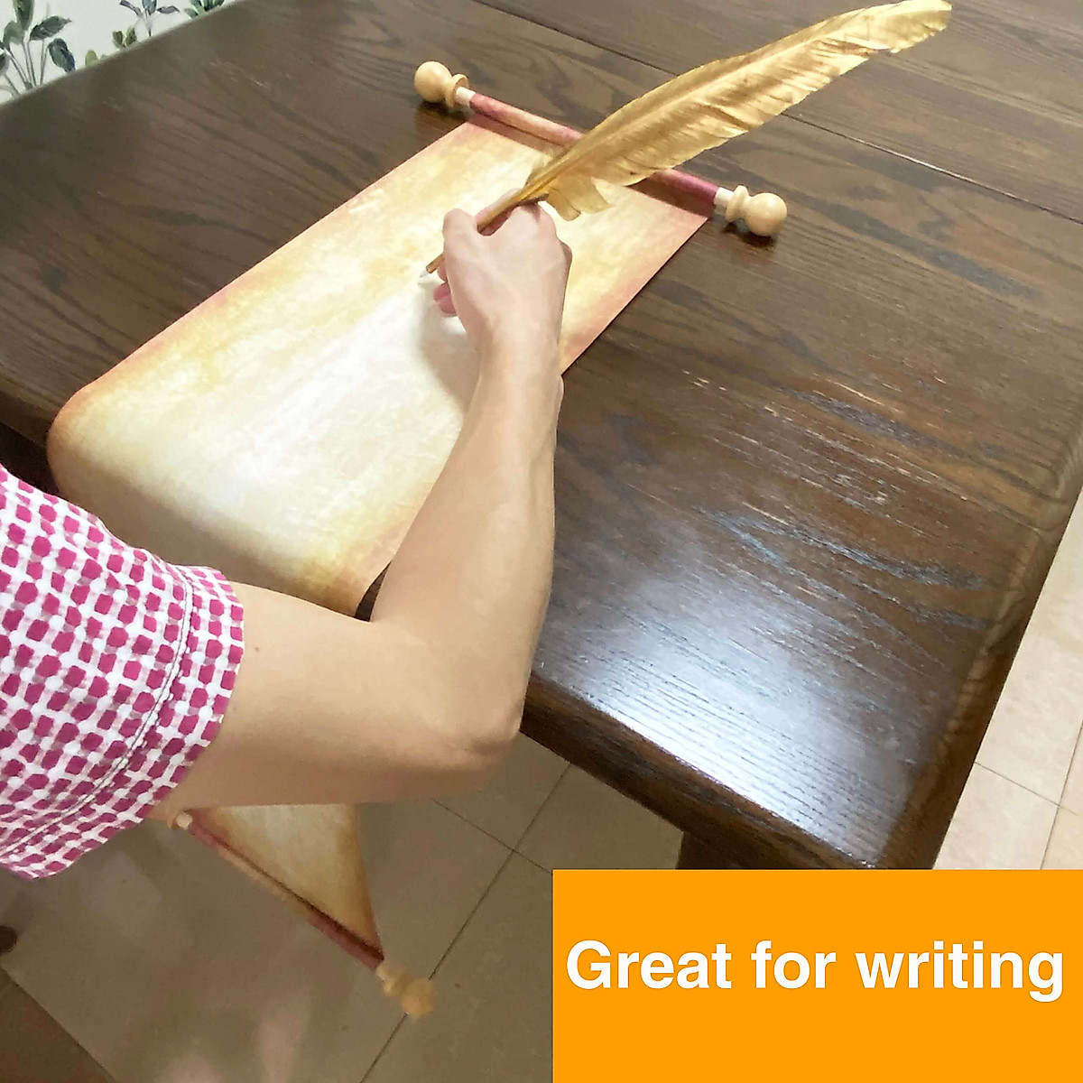 MiraShine Blank Scroll Paper with Wood Rods 8.25 X 36 Inch for Writing, Weding vows, Invitation, Props, Cosplay, Renaissance Festivals, Naughty or Nice List