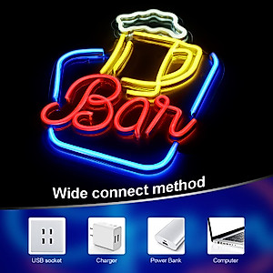 FITNATE Neon Bar Sign, Beer Neon Sign for Wall Decor, Brightness Adjustable LED Neon Light Sign USB Powered Decorative Bar Sign for Home Bar Wall Party Decor