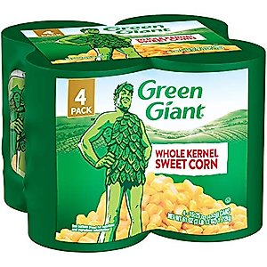 Green Giant Whole Kernel Sweet Corn, 4 Pack of 15.25 Ounce Cans