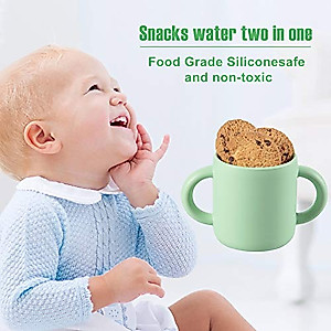 3 Pieces Silicone Training Cup for Infants 2 Handled Toddlers Open Cup Reliable Baby Learning Cup for Baby, Helps Infant Develop Independent Drinking Skills Fast (Pink, Yellow, Green)