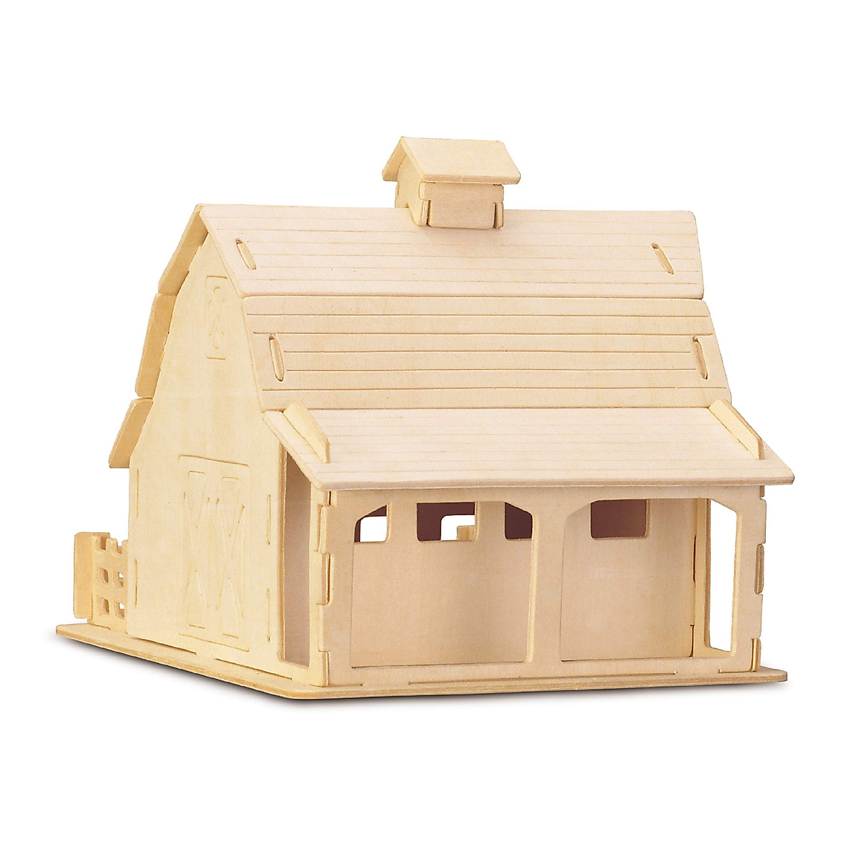 Puzzled 3D Puzzle Farm Barn Set Wood Craft Construction Model Kit, Fun & Educational DIY Wooden Toy Assemble Model Unfinished Crafting Hobby Puzzle to Build and Paint for Decoration 21 Pieces Pack