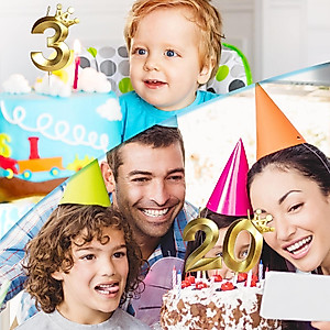 50th Birthday Candles for Cake, Number 50 Gold Candles with Crown, 3D Design Birthday Cake Topper for Women Men Birthday Party Wedding Anniversary Celebration Decorations Supplies