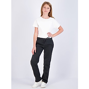 3 Pack: Girls Fleece Girl Open Bottom Sweatpants Pants Soft Athletic Pant Track Warm Sweatpant Casual Pockets Lounge Joggers Sports Pajama Kids Clothing Youth Sweats Wide Teen Running -Set 4,L (14)