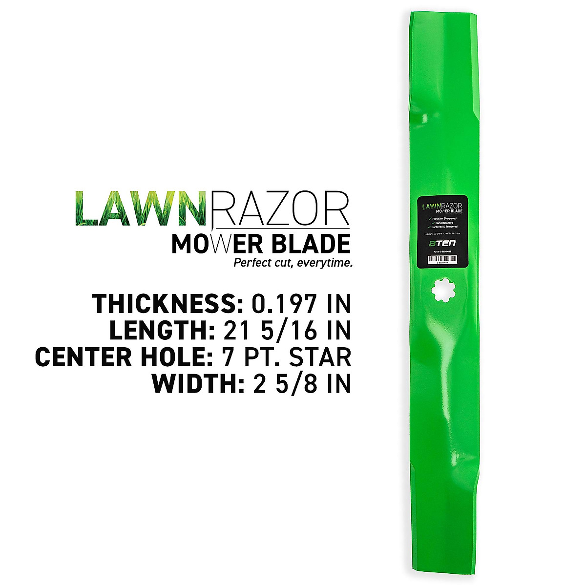 8TEN LawnRAZOR Blade Set for John Deere 42 inch Deck LT160 SST15 SST16 EZtrak AM137327 AM141032 M154061 (Heavy Duty High Lift)