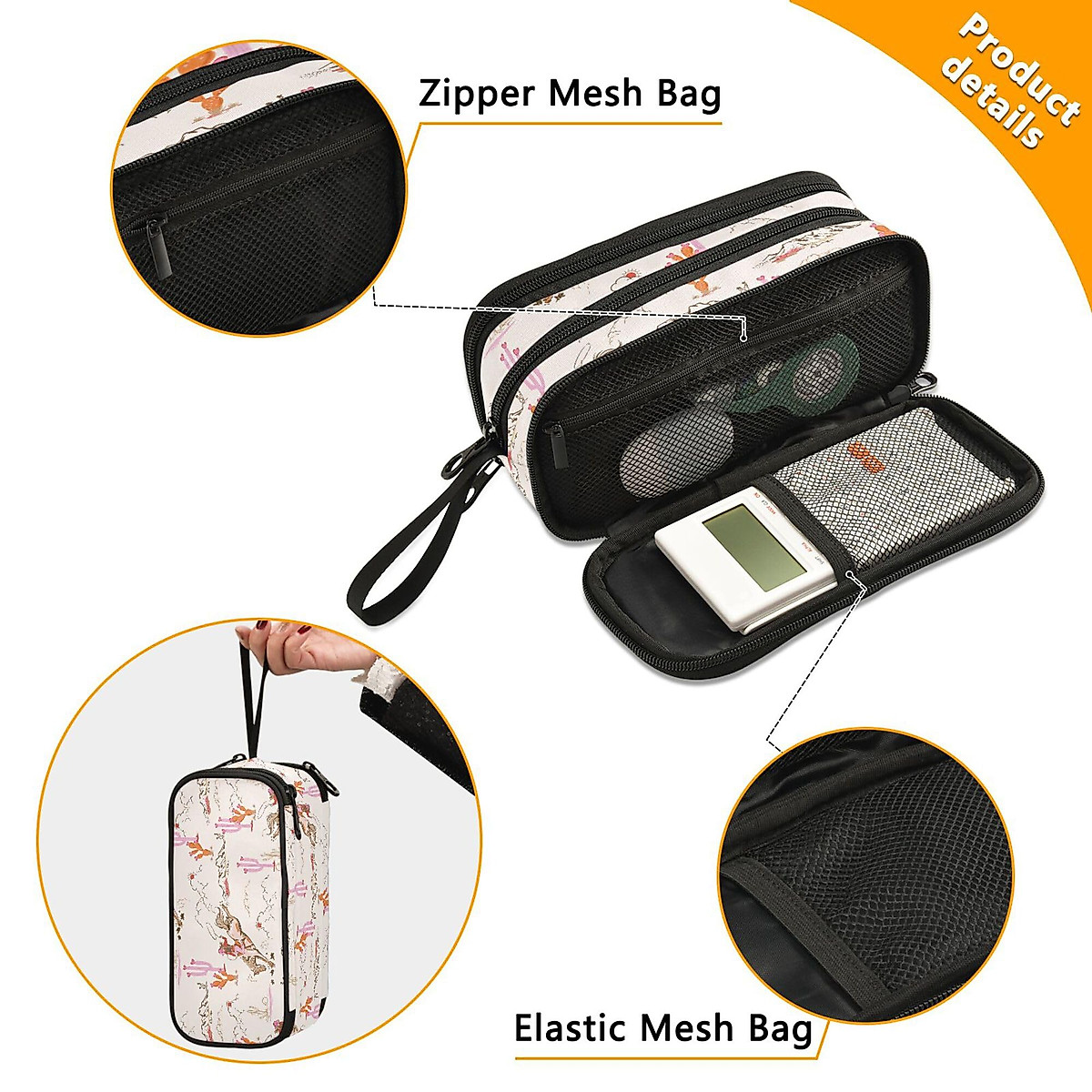 Fisyme Cowgirl Western American Pencil Case Large Capacity Pen Box Makeup Pouch Holder Organizer Stationery Bag for School Office College Traval Adults