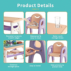 Toddler Table and Chair Set, Kids Table and Chairs with Storage Space and 2 Chairs, Toddler Chair and Table Set for 1-6, Toddler Table and Chairs for Playroom, Bedroom, Kindergarten, Nursery (Pink)