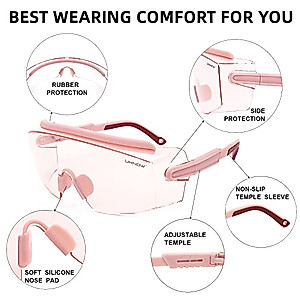 UKNOW Safety Goggles Over Glasses, Safety Glasses Anti Fog Wraparound Eye Protection, Protective Eyewear ANSI Z87.1