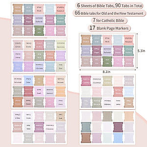 EOOUT Bible Tabs, 90 Tabs, Morandi Laminated Bible Tabs for Women and Men, Bible Book Tabs, Testament Bible Index Labels, Morandi Aesthetic Bible Journaling Study Supplies Accessories
