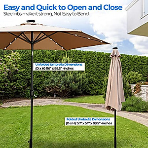 SereneLifeHome 10ft Patio Table Umbrella, 6 Sturdy Ribs with Push Button Tilt, Easy Close Open Crank, Outdoor Furniture for Garden Lawn Deck Pool and Beach, Rust Resistant Pole, Weatherproof Fabric