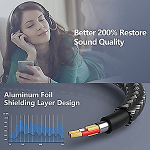 KOOPAO 3.5mm Headphone Extension Cable, [2 in 1] Hi-Fi Sound 3.5mm Male to Female Stereo Audio Cable Extension Cord for Phones, Headphones, Speakers, Tablets, PCs, MP3 Players and More (4FT/1.2M)