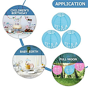 Gadpiparty Gender Reveal Hanging Ornament 3Pcs Party Paper Lanterns Baby Shower Lanterns Round Folding Lanterns Its a Boy Lanterns Birthday Party Hanging Decorations (Sky- Blue) Japandi Decor