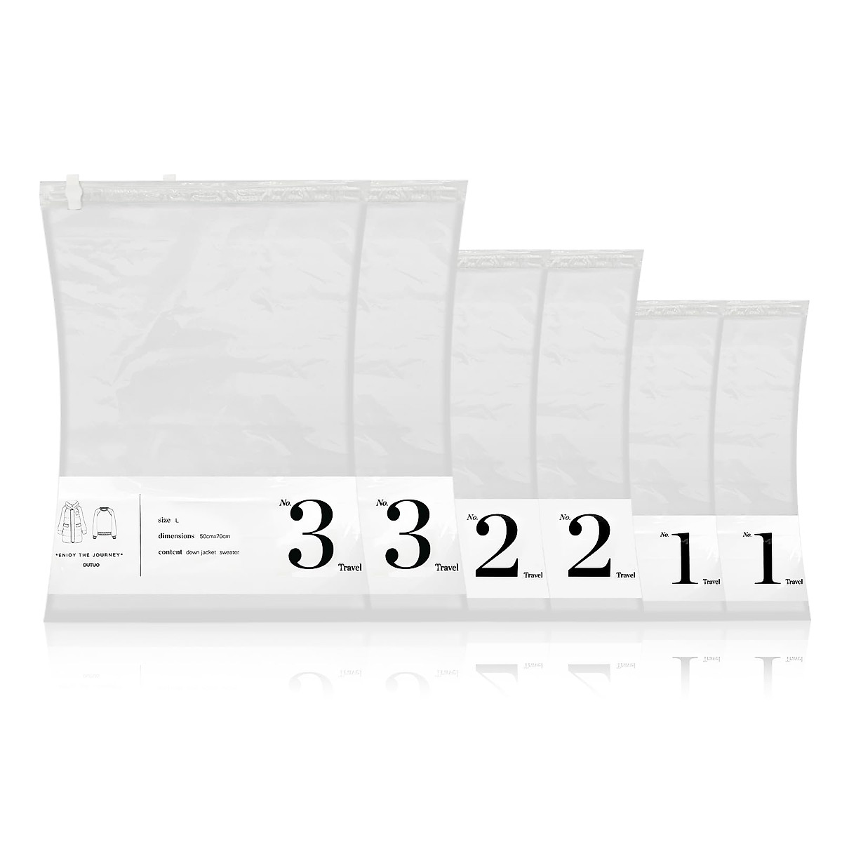 WisePoint 6 Pack Roll-up Compression Bags for Travel, Space Bags Vacuum Storage Bags Vacuum Sealed with Double Zipper, Vacuum Seal Bags for Clothing Travel Blankets (6)