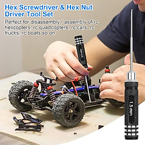RC Hex Screwdriver Tool Set 0.9mm 1.27mm 1.3mm 1.5mm 2.0mm 2.5mm 3.0mm Hex Allen Screwdriver Kit with Hex Nut Driver & RC Car Wrench Tool Kit for Multi-Axis FPV Racing Drone RC Quadcopter Helicopter