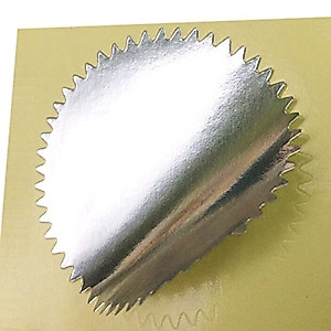 MDLG 100 Pack Blank Silver Embosser Stickers Metallic Scallop Edge Embossed Stickers Stamp Sealing Blank Certificate Self-Adhesive Stickers (Silver)