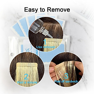 SUYYA 60 Pieces Hair Extension Tape Tabs Double Sided Extension Tapes for Replacement 4cm x0.8cm (Blue)