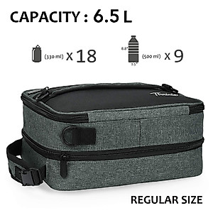 Expandable Insulated Lunch Bag, Leakproof Flat Lunch Cooler Tote with Shoulder Strap for Men and Women, Suitable for Work & Office by Tirrinia, Charcoal