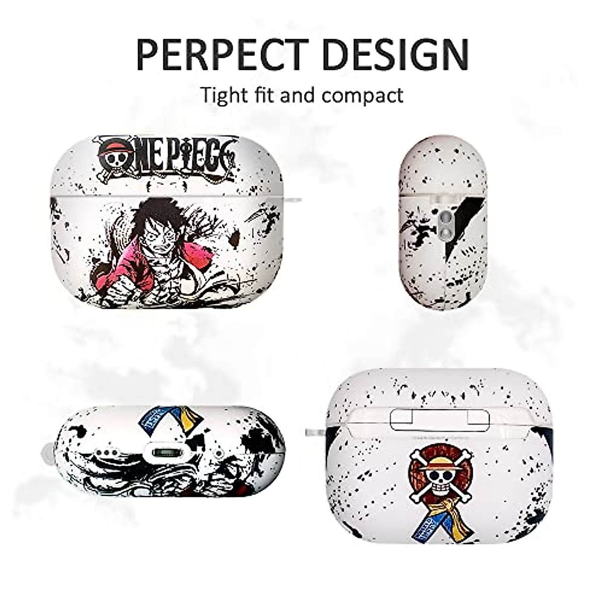 Case for AirPods Pro 2 Generation: NANTING Creative One Piece Anime Cool Compatible with 2022 Apple Earphone Wireless Charging Protective Cover (Luffy)