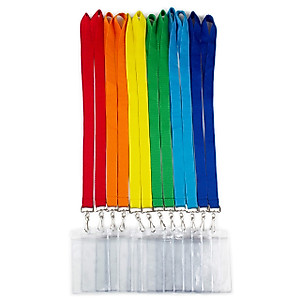 YOYOGO 12 Pack Cruise Lanyard with Waterproof ID Card Holder, Colorful Solid Color Durable Lanyard with Badge ID Holder for Badge Card and Carnival Sail (Assorted Rainbow 6 Colors, 12 Pack)