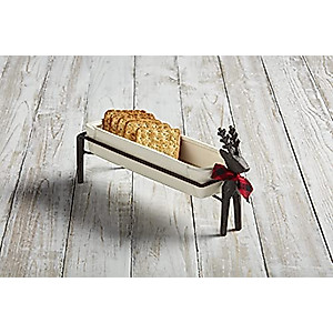 Mud Pie, White, Deer Cracker Dish Set, 7.75" x 10", assembled 5 3/4" x 10"