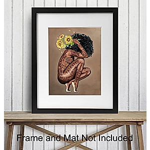 Black women Wall Art & Decor - Black Art - African American Wall Art - Afro Black Woman Wall Art - African American Women Wall Art - I Am - Positive affirmation Black Girl Magic Poster - UNFRAMED 8x10