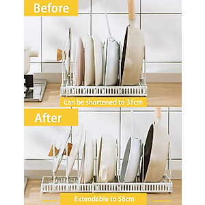 MQUMSA Adjustable Pot and Pan Organizer for Cabinet, 12-23 in, Black, Plastic and Iron