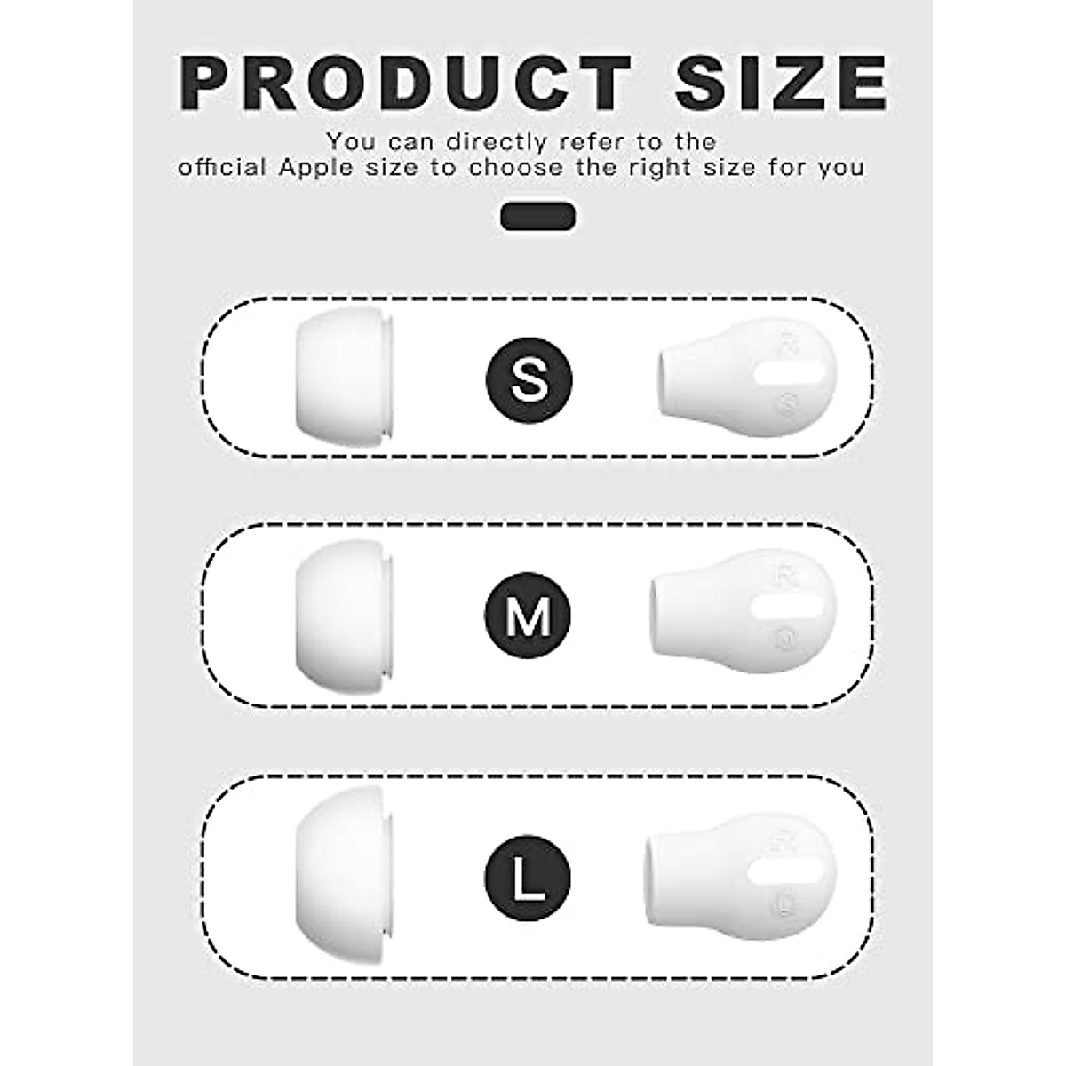 Brujula 3 Pairs AirPods Pro Ear Tips Ear Hooks Covers, Reduce Pain, Silicone Accessories, Anti-Slip Replacement Ear Tips, Fit in The Charging Case (M)