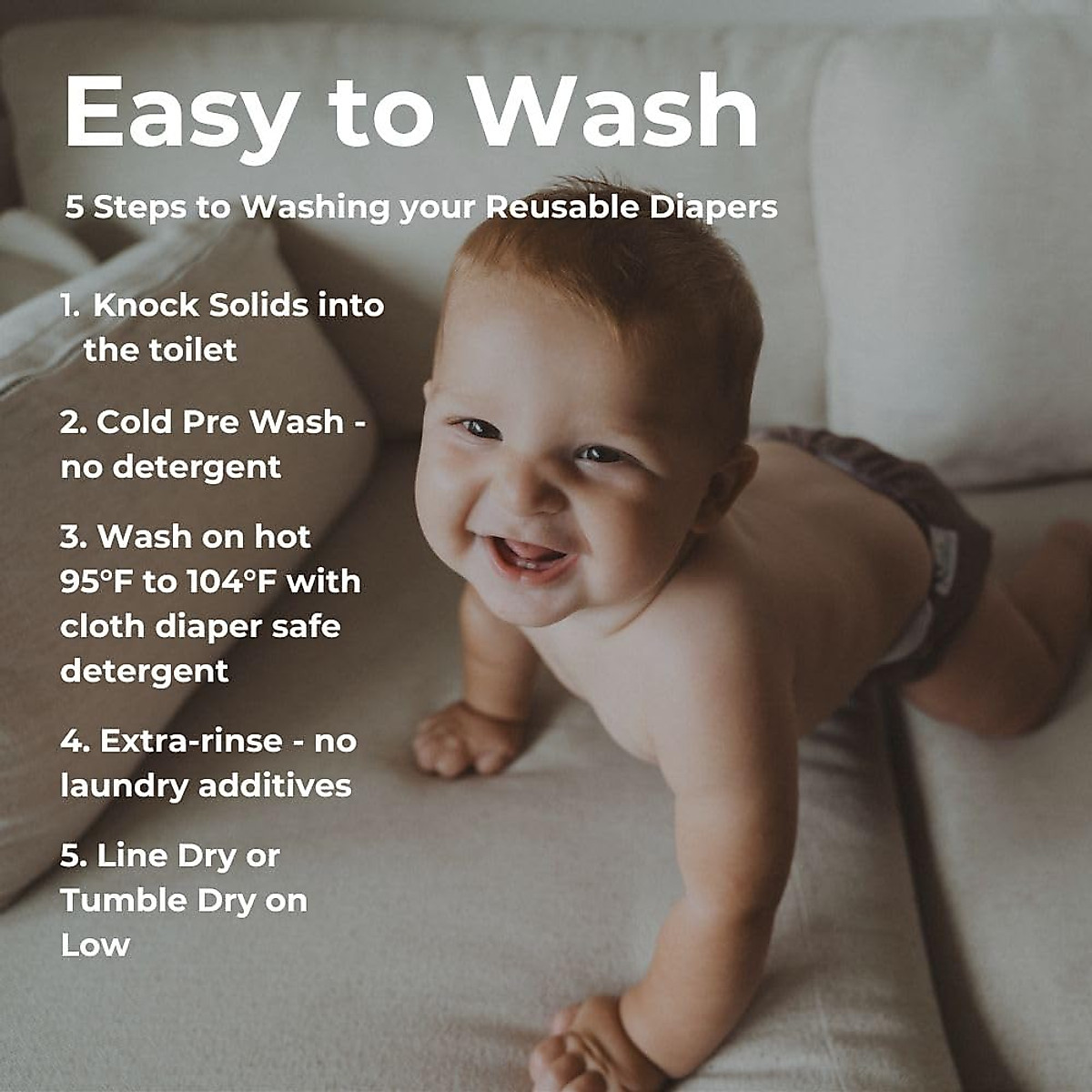 Nora's Nursery Cloth Diapers 7 Pack with 7 Inserts & 1 Wet Bag - Waterproof Cover, Washable, Reusable & One Size Adjustable Pocket Diapers for Newborns and Toddlers - Down to Earth