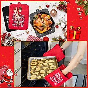 R HORSE 6Pcs Pot Holders Christmas Teacher Gift Thank You Present Potholder Funny Cookie Bag for Christmas Kitchen Hot Pads Machine Washable Heat Resistant Oven Mitt Baking Gift End of The Year Gift