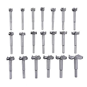 Rocaris 20Pcs Forstner Drill Bits, Tungsten Steel Woodworking Hole Saw Set, Wood Cutter Auger Opener Round Shank Drilling Cutting Tool (14mm-50mm)